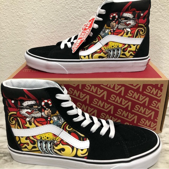 Vans | Shoes | Vans Nwt Sk8 High Top Santa Flame Sneakers | Poshmark